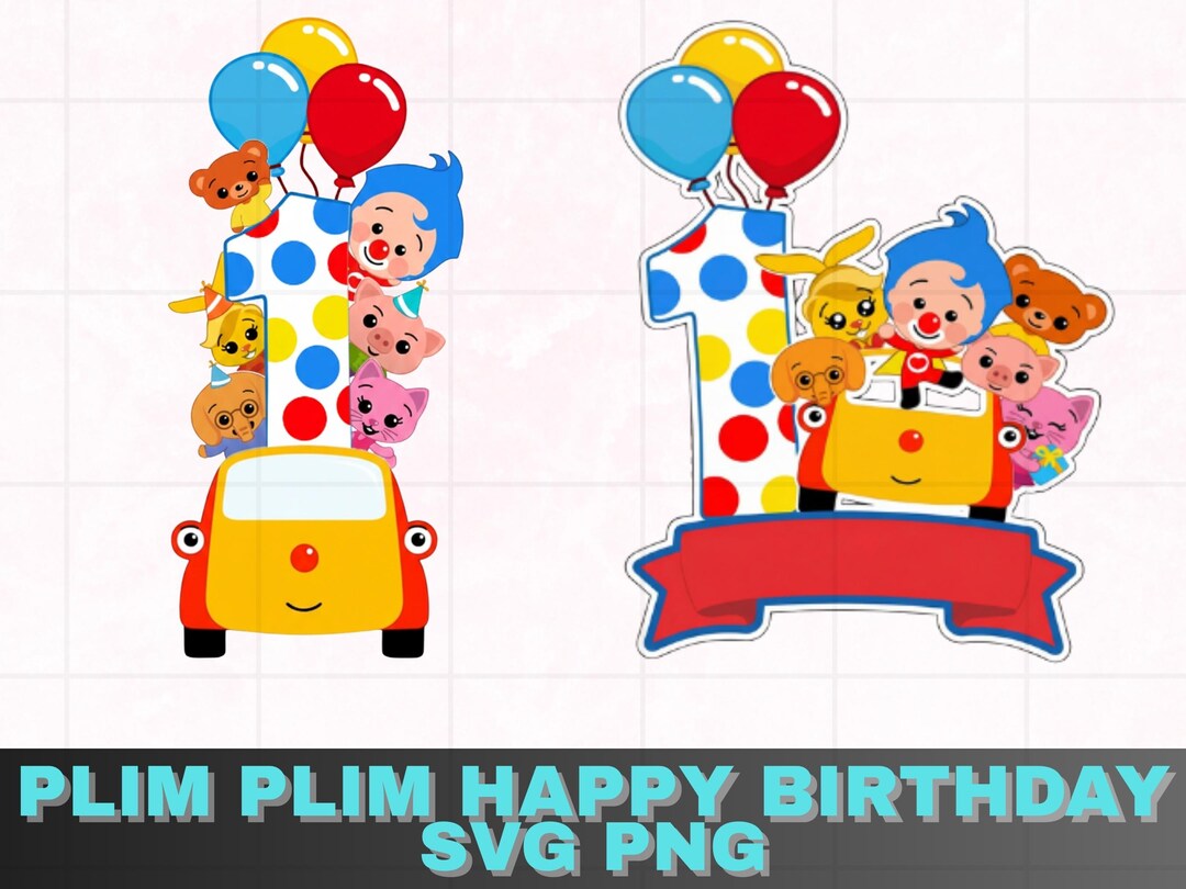 Plim Plim Birthday Clipart Bundle, Cartoon Party SVG PNG (digital ...
