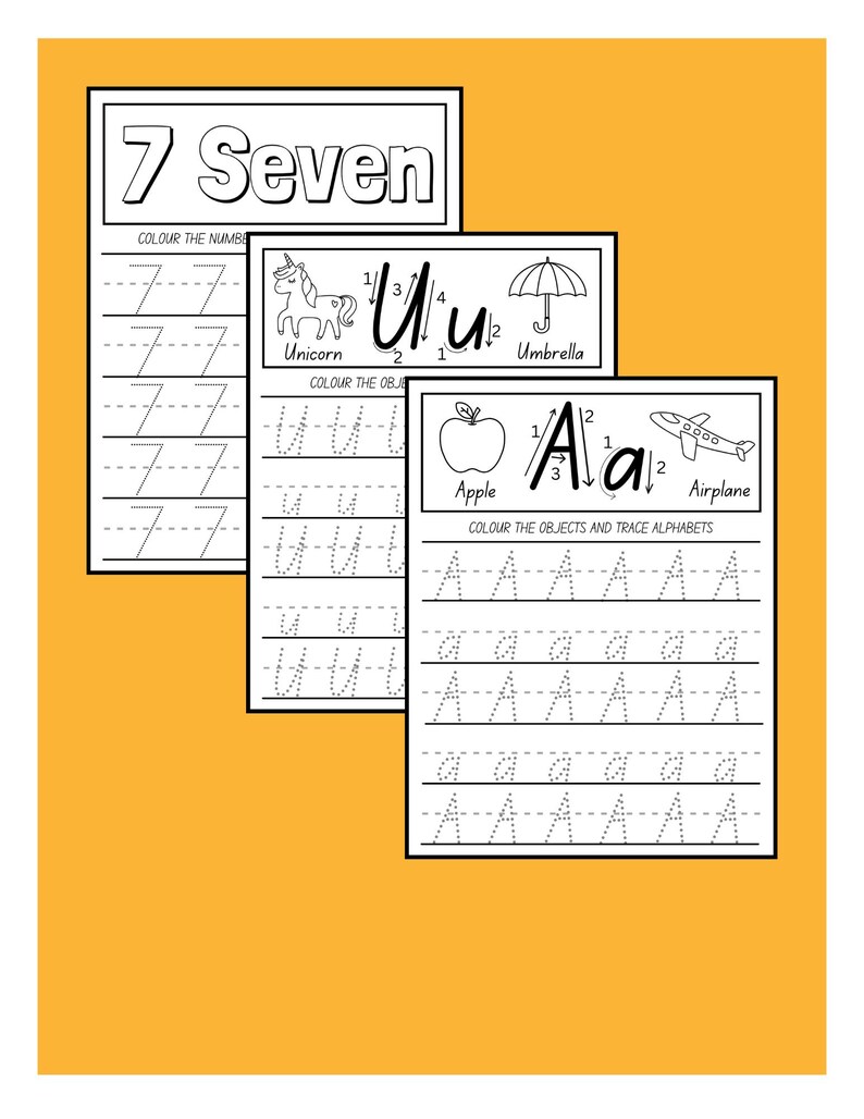 Alphabet & Numbers Tracing Book for Kids Ages 3–6 | Object Colouring ...