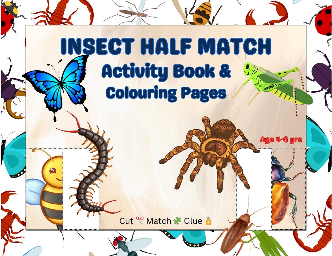 Insect Cut and Match Activity Book | Kawaii Bugs, Coloring Pages (ages ...