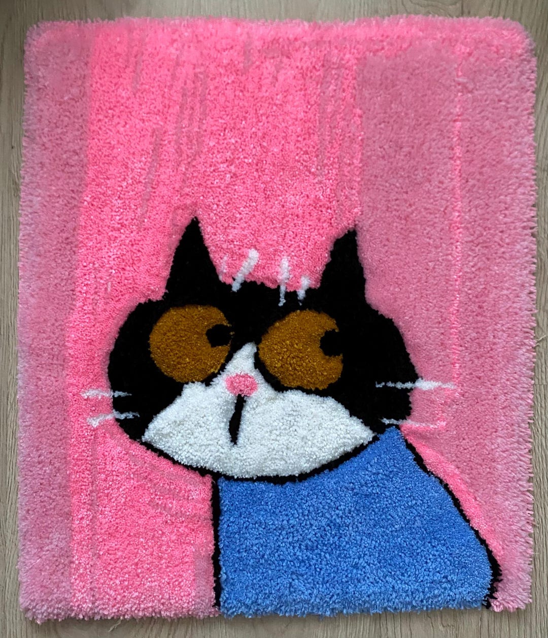 Handmade Tufted Cat Rug, Pink Boho Wall Decor, A Warm Touch to Your ...