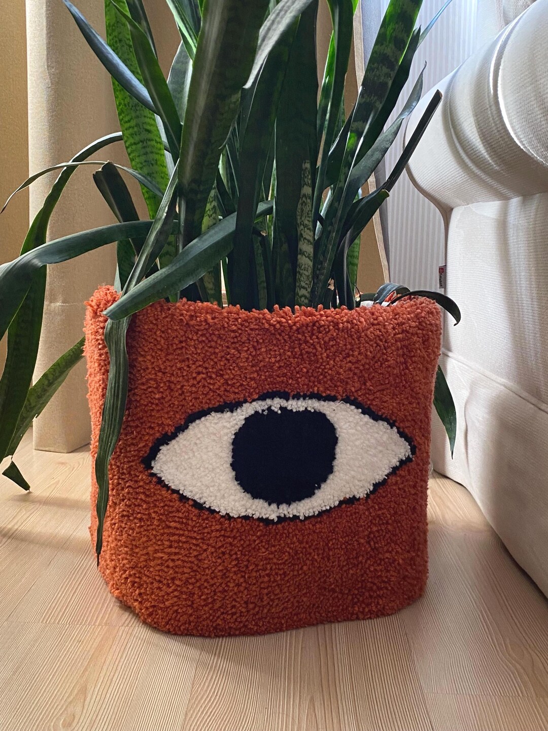 Handmade Tufted Evil Eye Plant Pot Cover, Boho Decor - Etsy