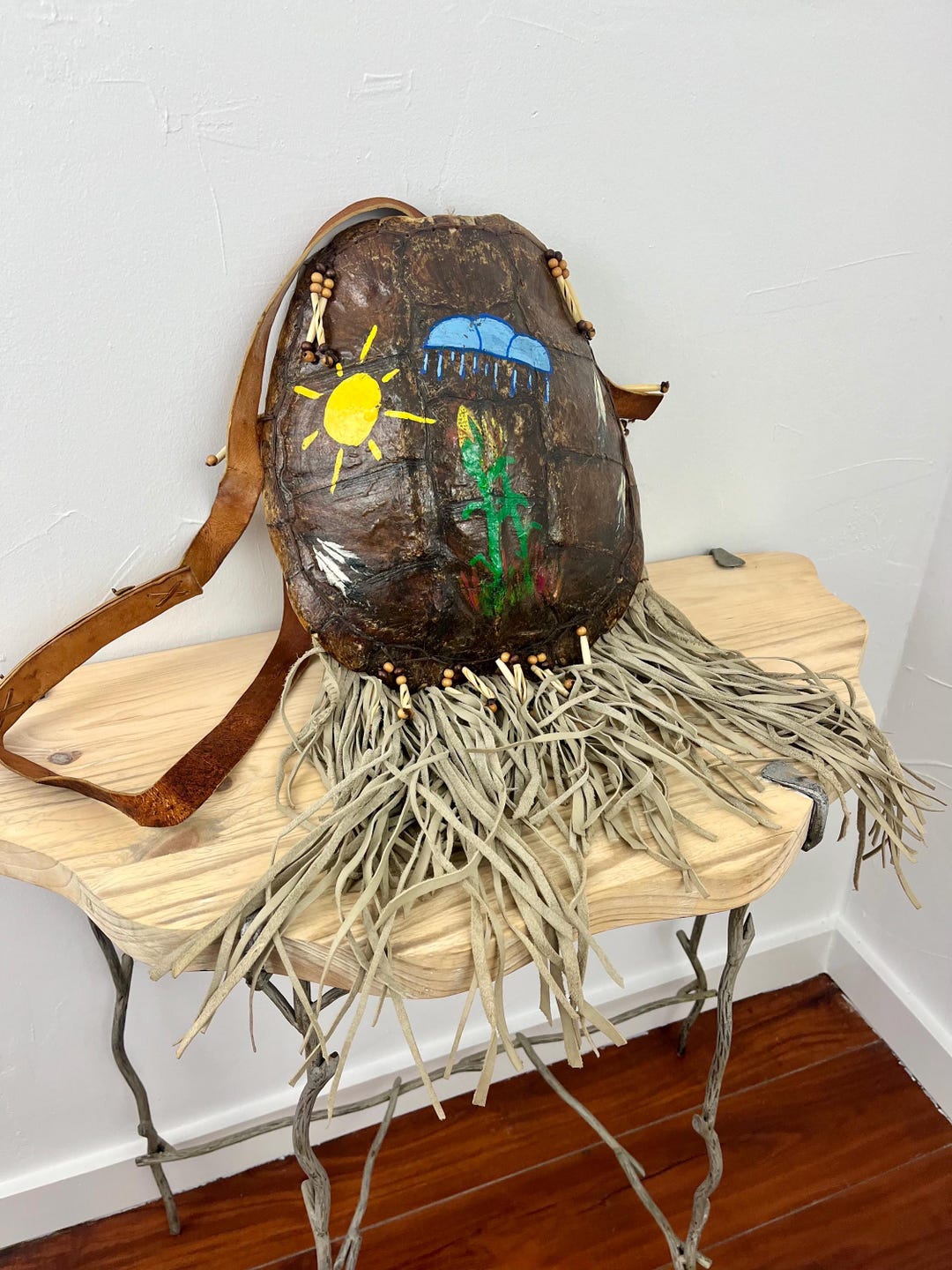 Authentic Native American Painted Turtle Shell Satchel With Fringe - Etsy