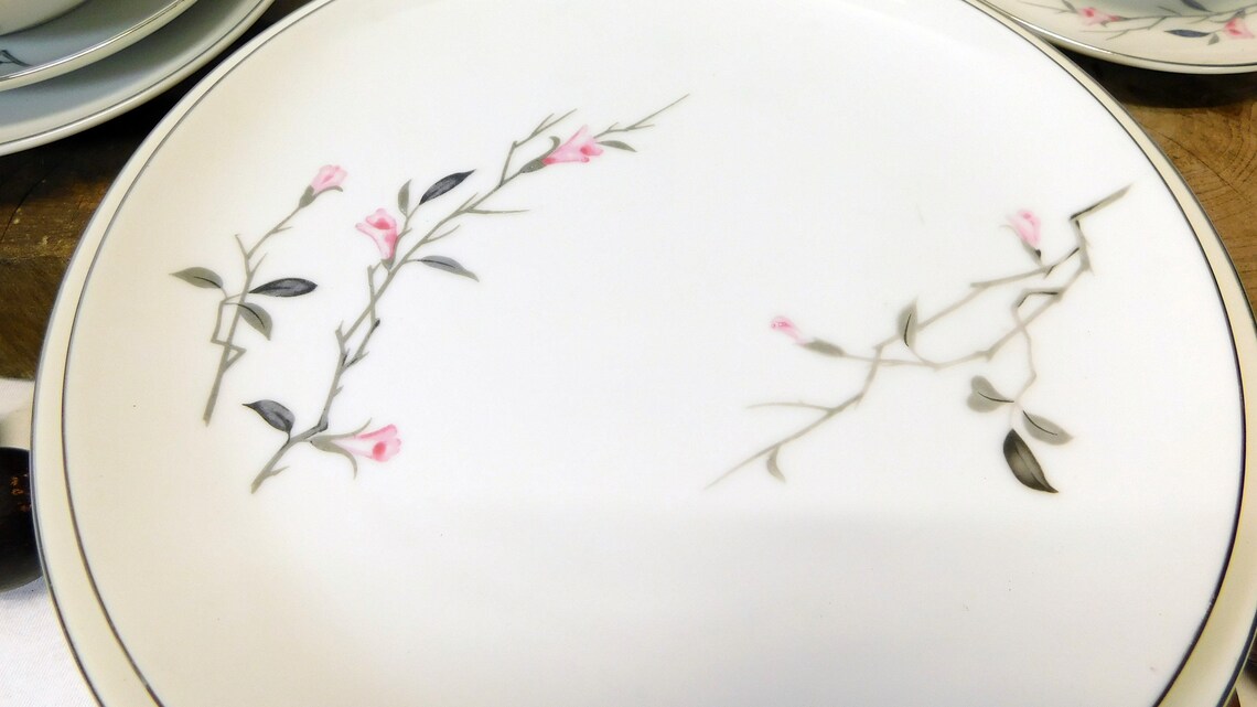 Vintage Cherry Blossom China Set: Japan Dinnerware, Platinum Rim (58 ...