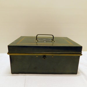 Antique Early 1900's Metal Bankers Box With Key, Cash Document Deed Box ...