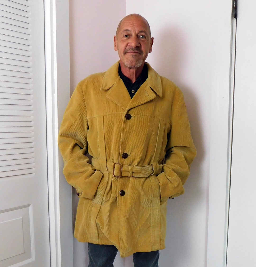 Vintage Authentic 70s Johnny Carson Tan Belted Corduroy Outerwear Coat ...