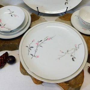 Vintage Cherry Blossom China Set: Japan Dinnerware, Platinum Rim (58 ...