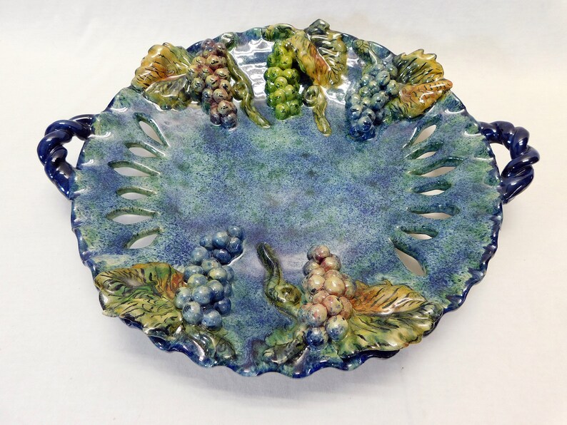Vintage Mexican Majolica Hand Made Grape Platter/bowl With - Etsy