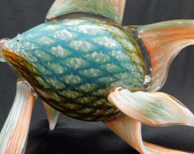 Large Art Glass Angel Fish Glass Sculpture, Hand Blown Glass Fish ...