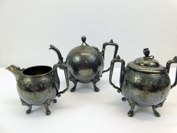 Antique Parker Casper&co Silverplate Tea Set Aesthetic | Etsy