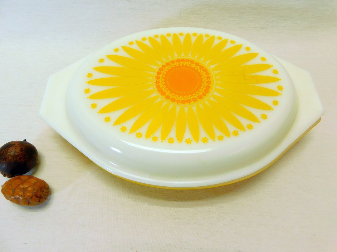 Vintage PYREX Daisy Pattern Oval Divided Casserole Baking Dish With ...