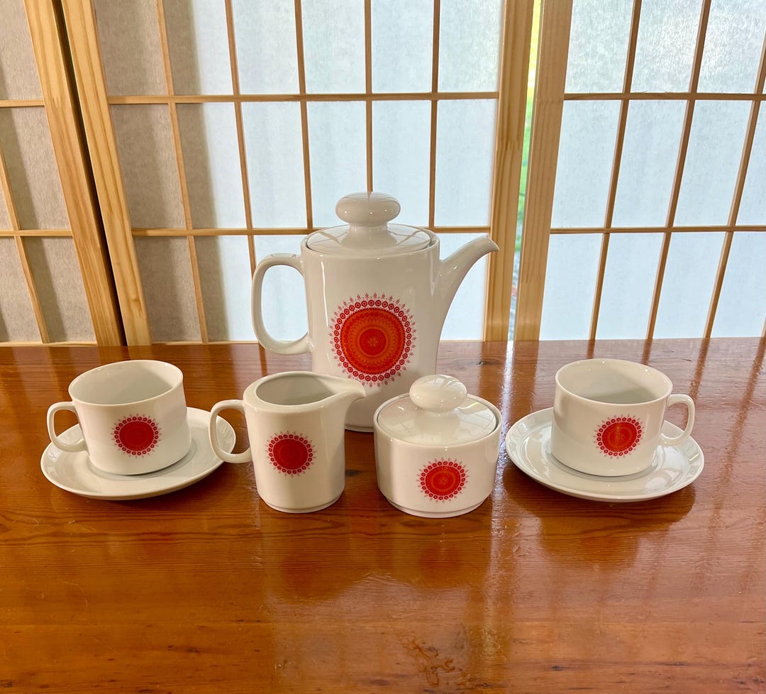 Vintage 60s Winterling Bavaria Tea Set: Mod Orange & White Tea for Two ...