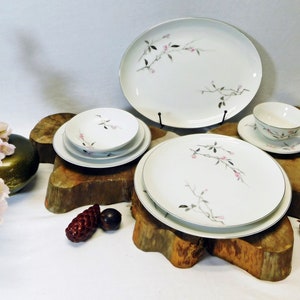 Vintage Cherry Blossom China Set: Japan Dinnerware, Platinum Rim (58 ...