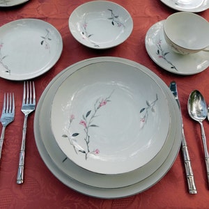 Vintage Cherry Blossom China Set: Japan Dinnerware, Platinum Rim (58 ...