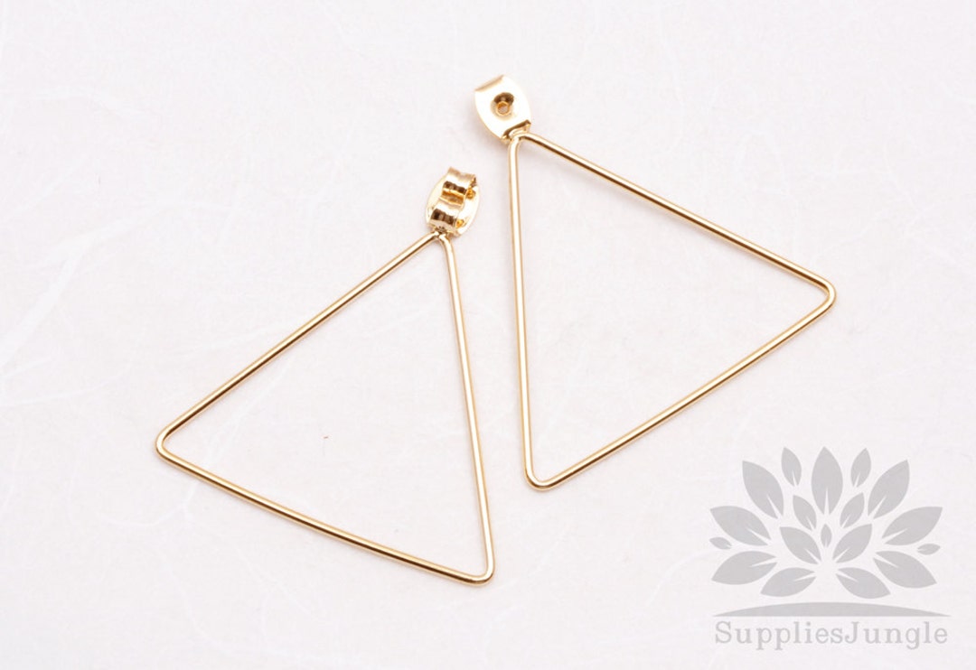E234-G// Gold Plated 34mm Triangle Fancy Earnuts 4pcs - Etsy