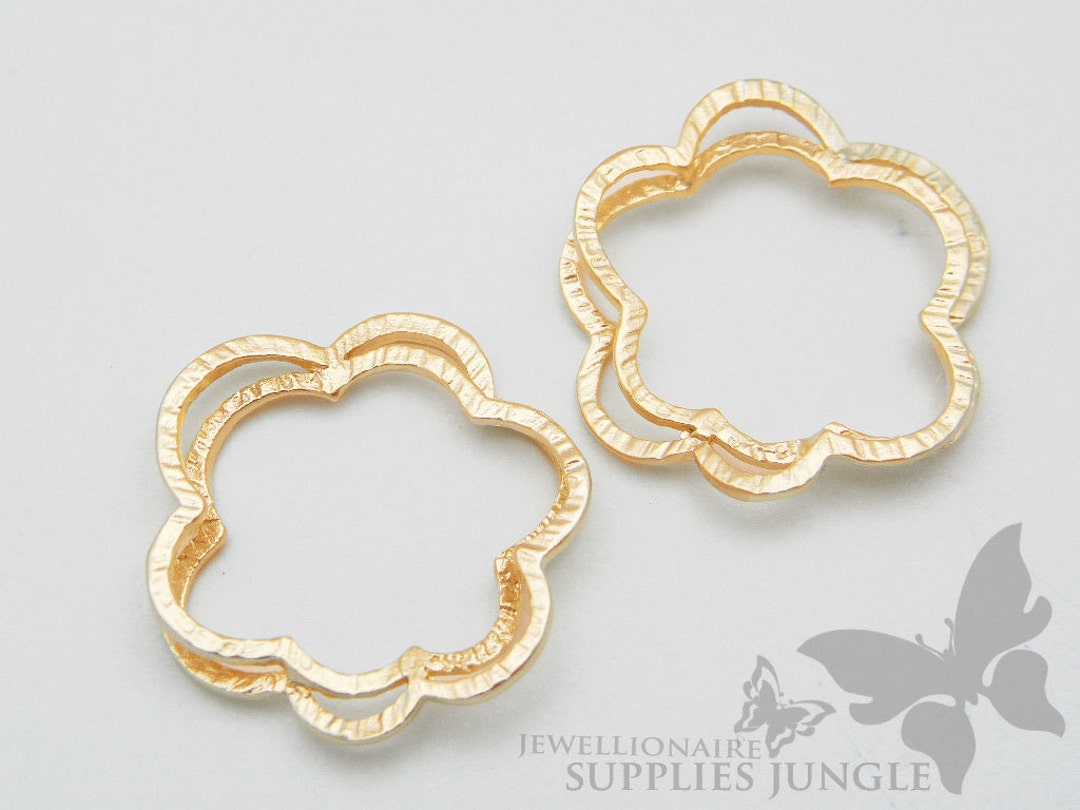 P177-MG// Matt Gold Plated Dubble Flower Type Pendant, 2pcs - Etsy