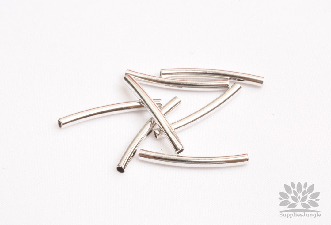 MB047-R// Rhodium Plated 20mm Round Metal Tube, 6pcs - Etsy