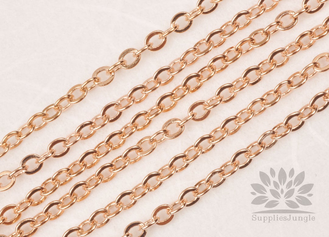 C120-GRG// Rose Gold Plated Cable Chain, 5M - Etsy