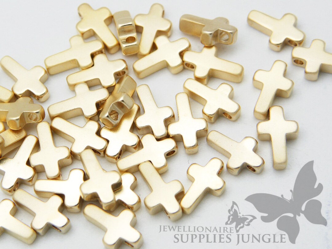 MB009-01-MG// Matt 14k Gold Plated Mini Cross Charm, 4pcs - Etsy