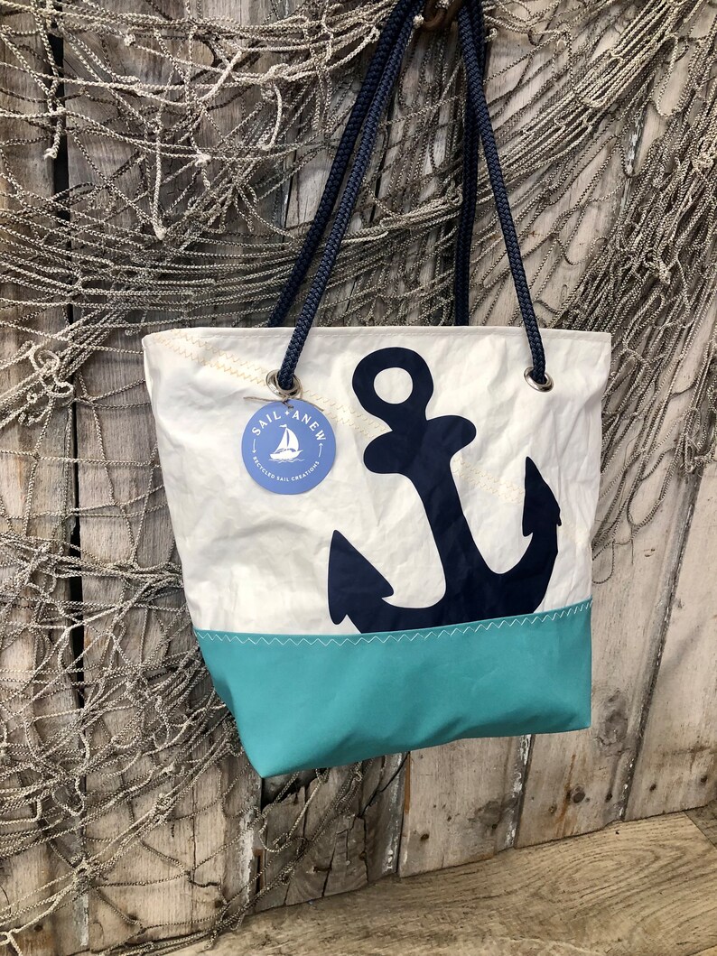 Recycled Sail Anchor Bag, Nautical Purse, Sailcloth Shoulder Bag - Etsy