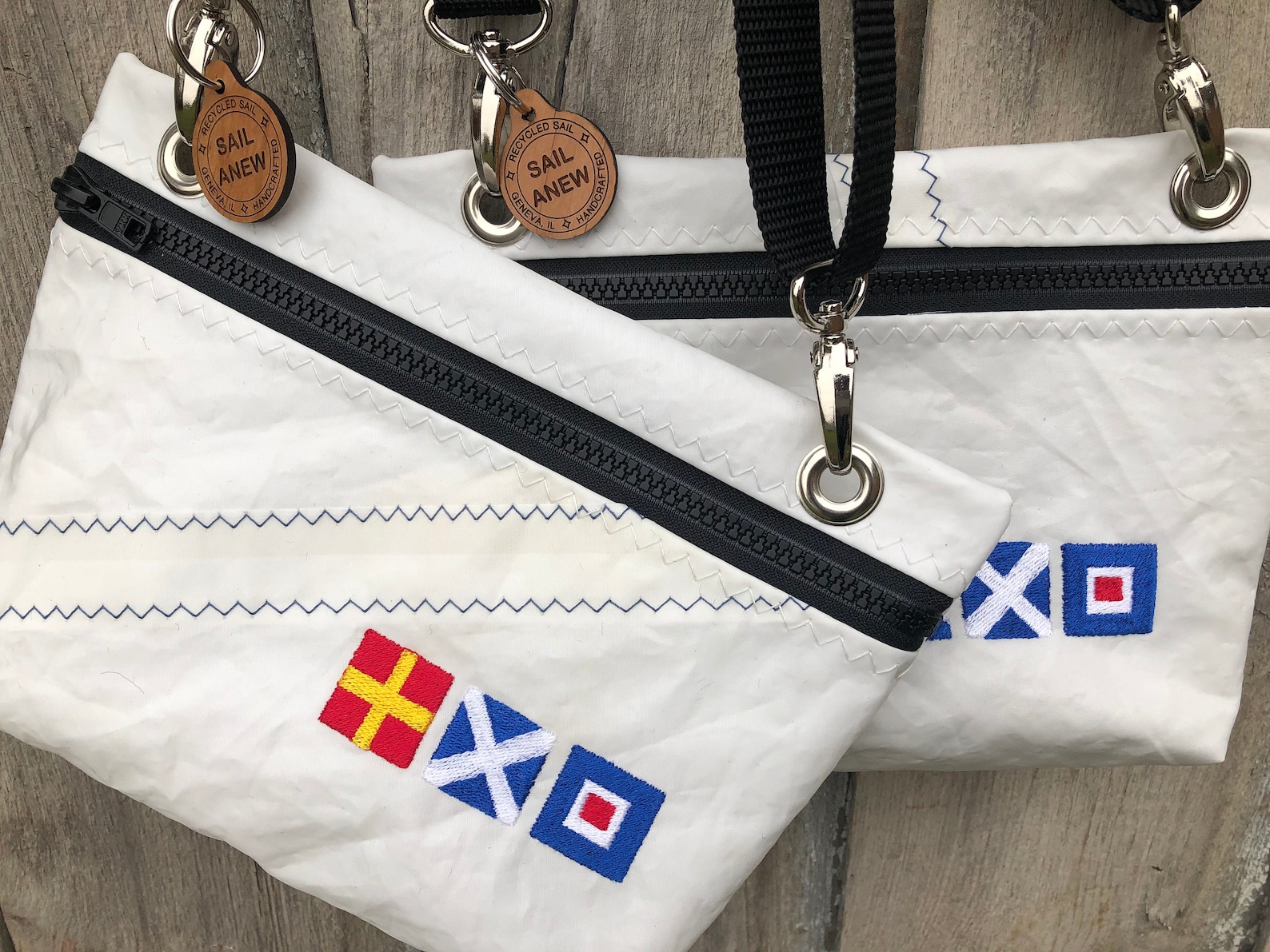 Recycled Sail Personalized Nautical Flag Harbor Bag - Etsy