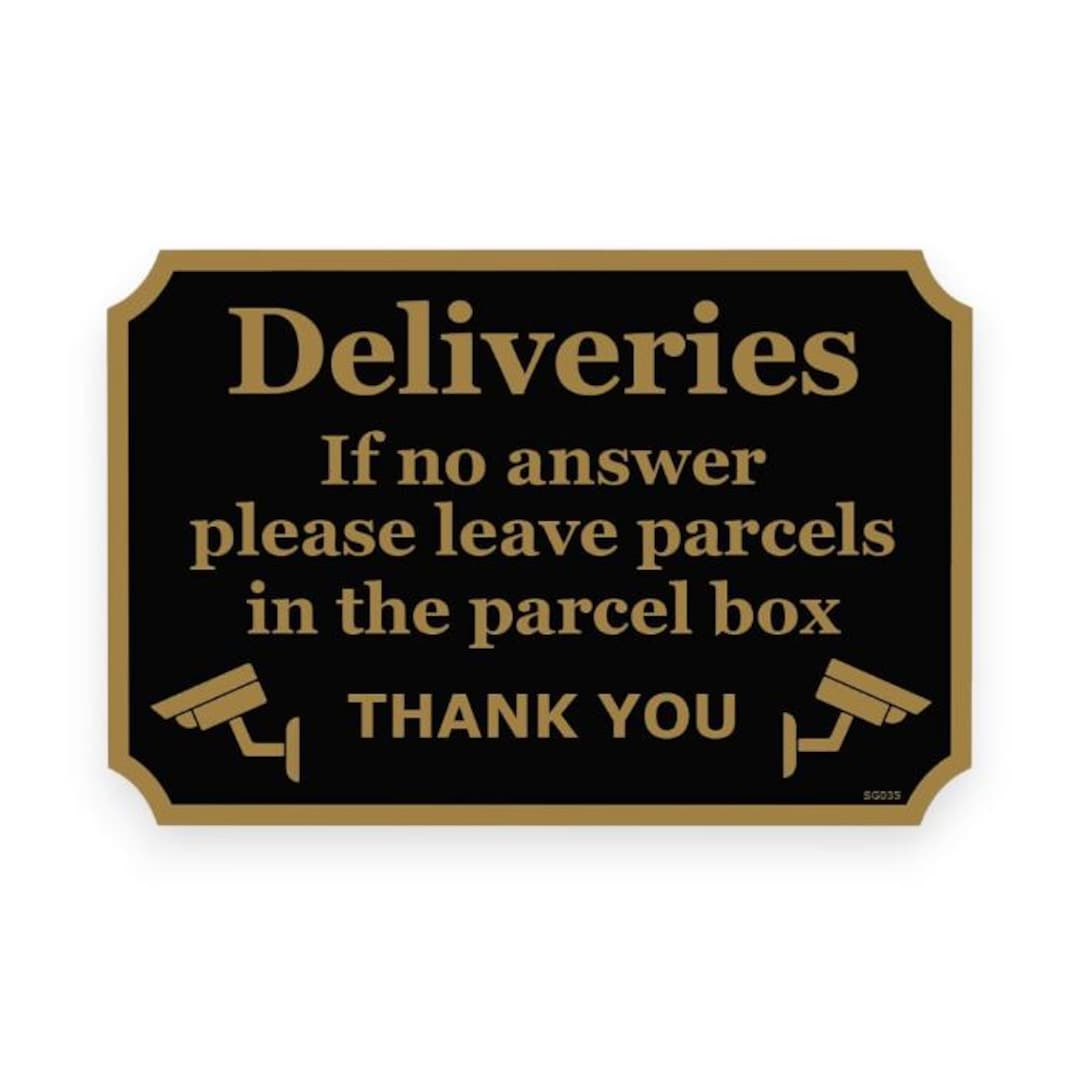 Black/gold- Deliveries Parcel Box Notice Adhesive Stickers - Courier ...