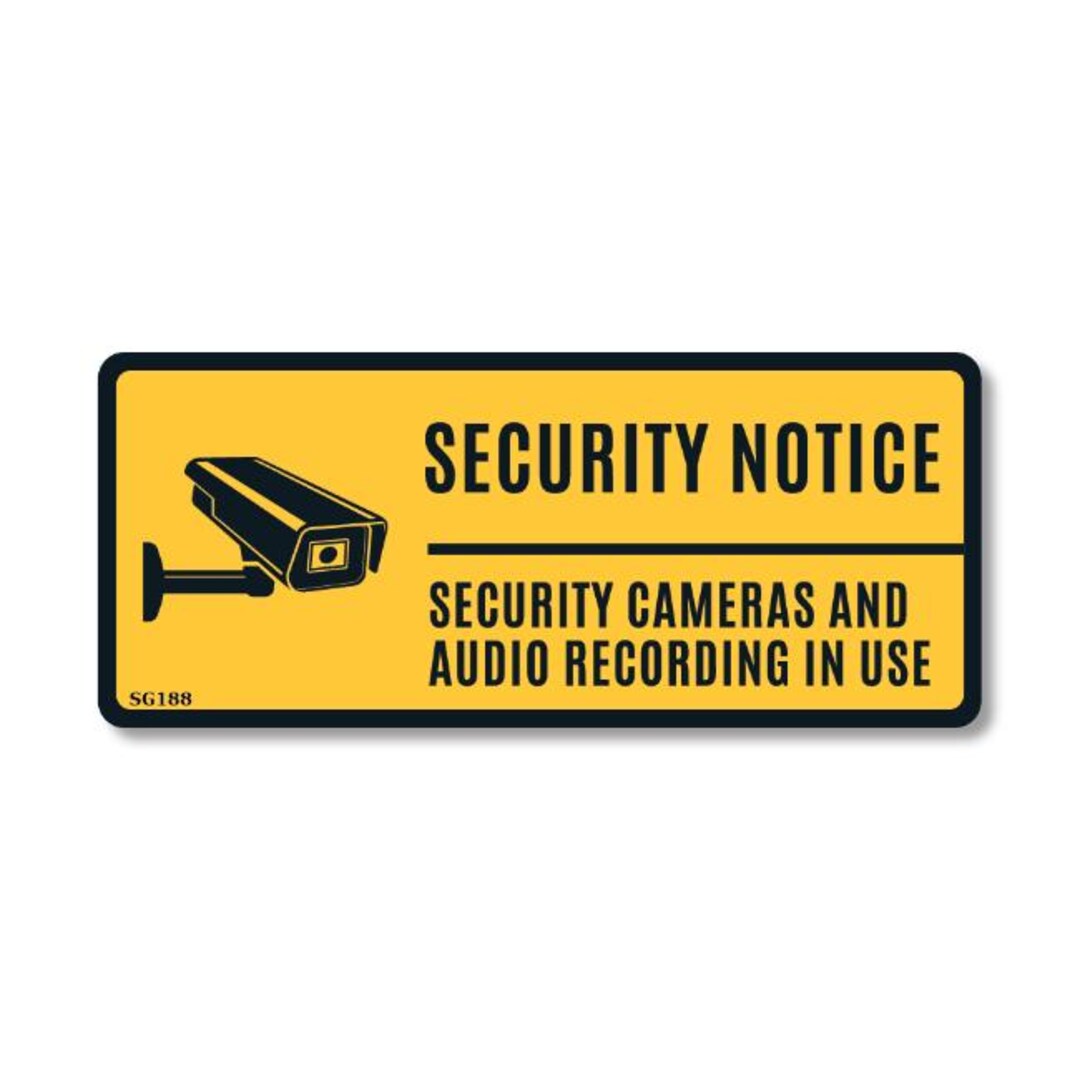 Security Notice Cameras Are Recording Self Adhesive Stickers - Yellow ...