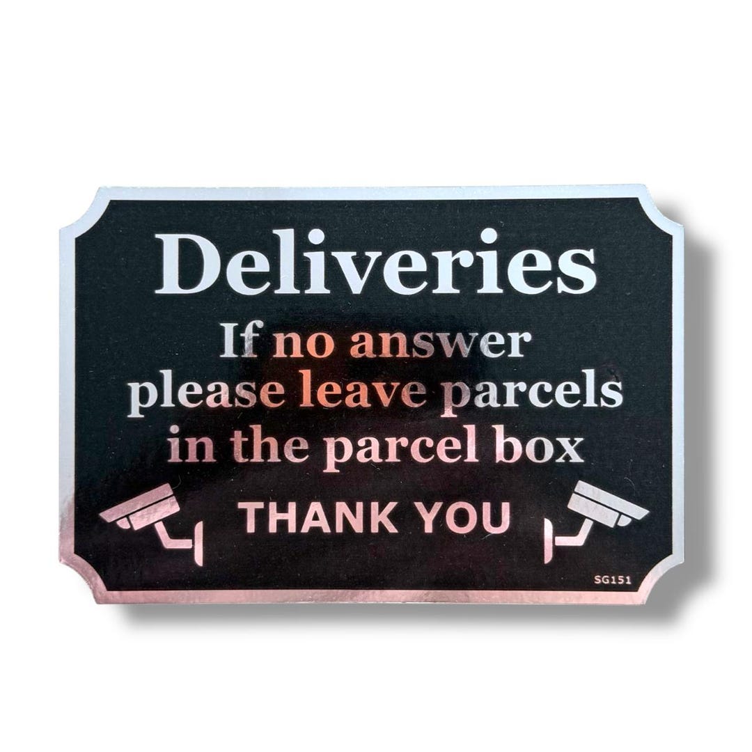 12cm - Chrome/black - Deliveries Parcel Box Notice Adhesive Stickers ...