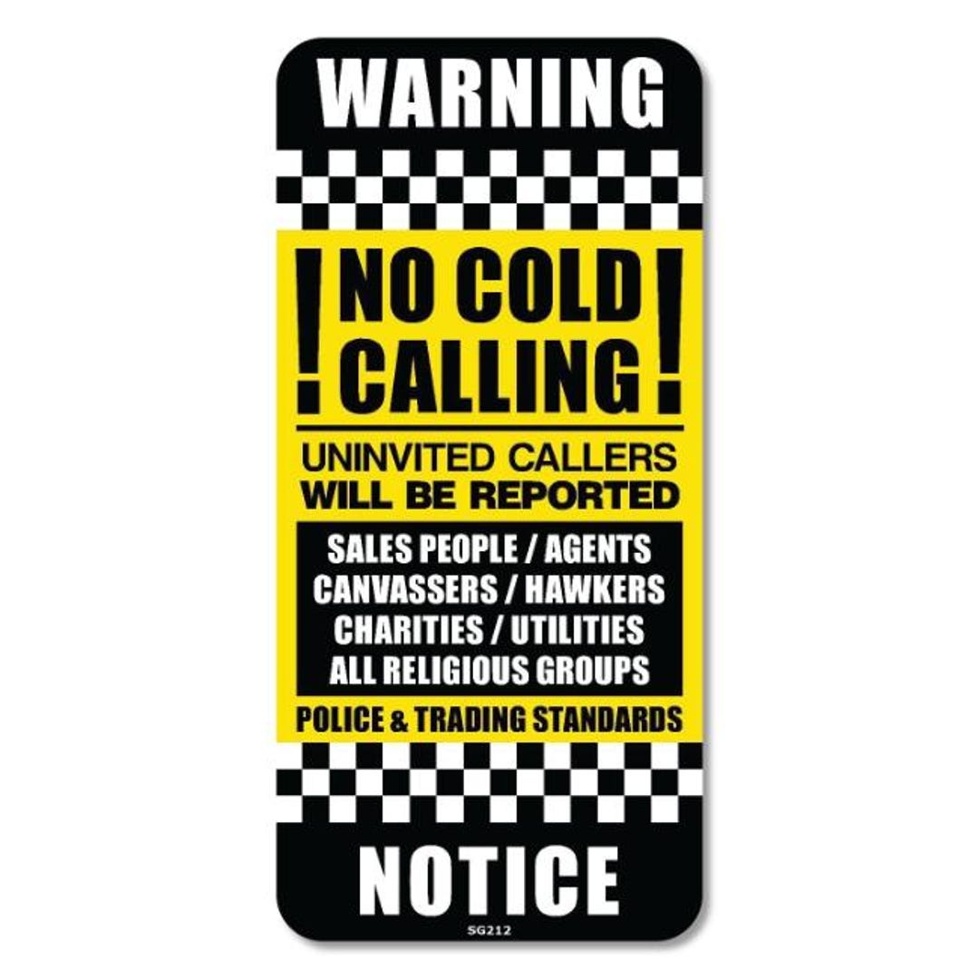 Warning No Cold Calling Notice Self Adhesive Sticker - Junk Mail SG212 ...