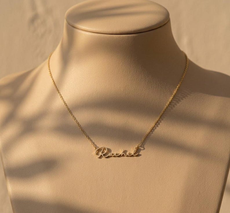 Personalized Gold Name Necklace, Custom Script Jewelry, Elegant ...