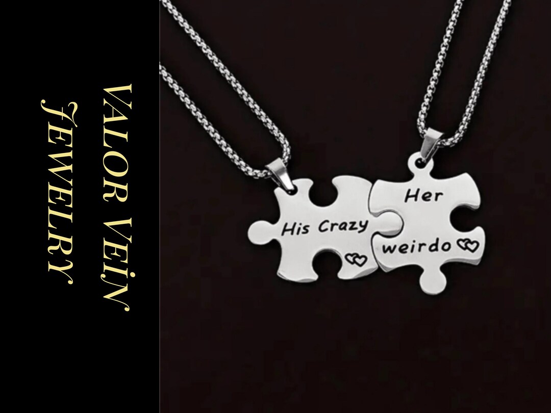 Puzzle Couple Necklace Set – Stainless Steel Matching Pendants ...