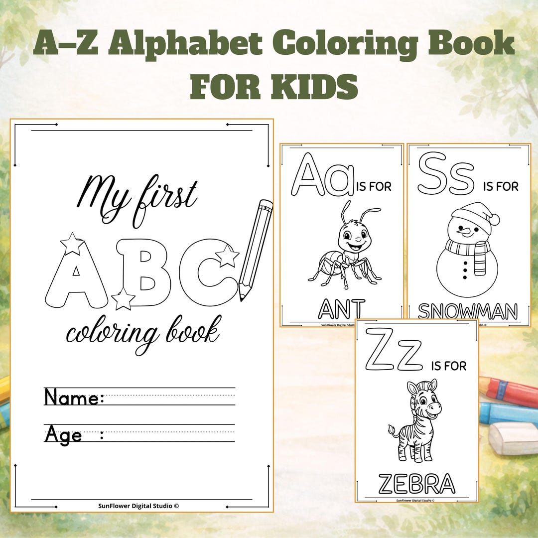 My First ABC Coloring Book for Kids (a–z)-alphabet Coloring Pages With ...