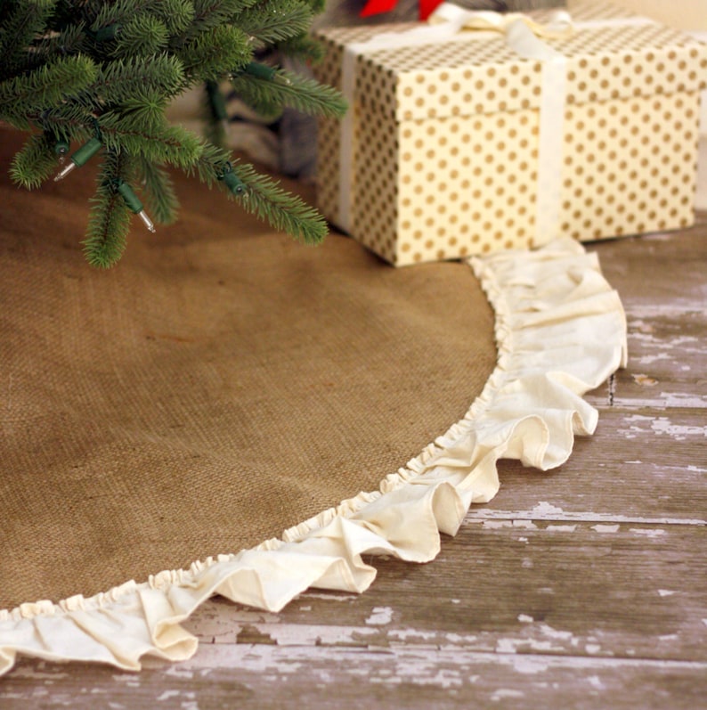 Christmas Tree Skirt Burlap Tree Skirt With Hemmed Ruffle - Etsy