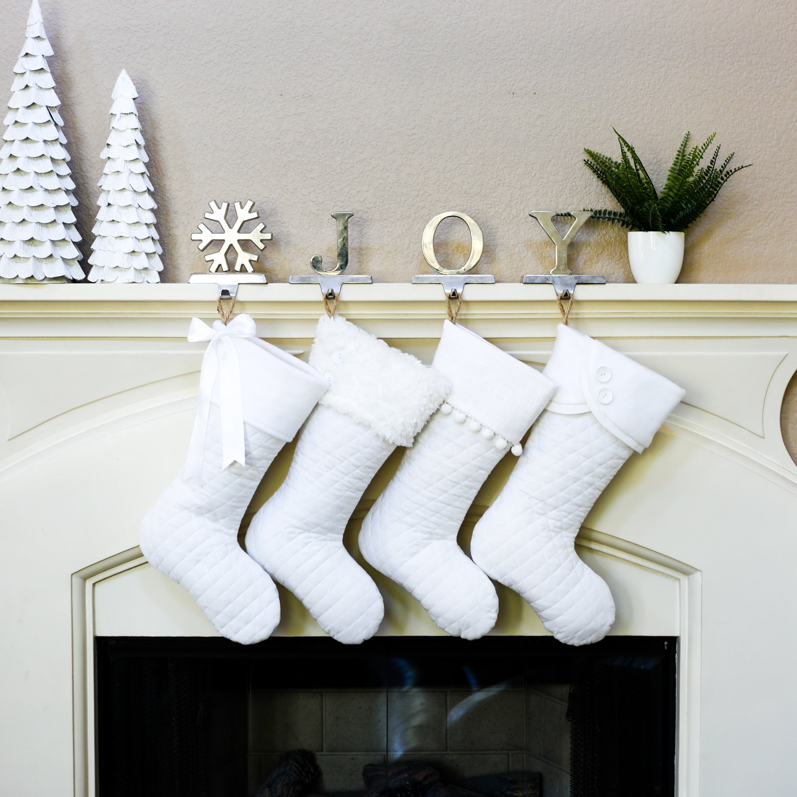 White Christmas Stocking White Quilted Stocking Style B | Etsy