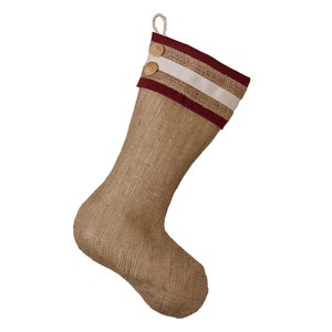 Burlap Christmas Stockings With Burgundy Cuffs Set of Five5 - Etsy