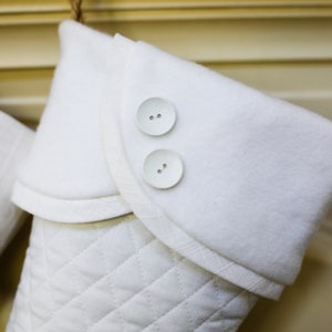 White Christmas Stocking - White Quilted Stocking - Style A - Etsy