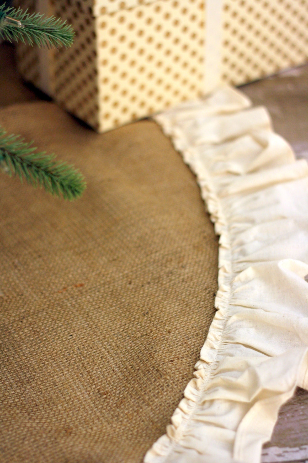 Christmas Tree Skirt Burlap Tree Skirt With Hemmed Ruffle - Etsy