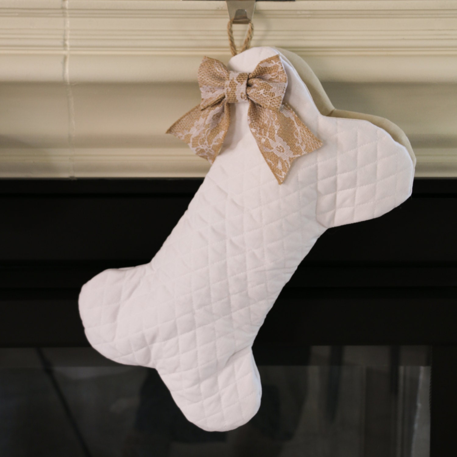 White Quilted Dog Bone Stocking Pet Stocking - Etsy