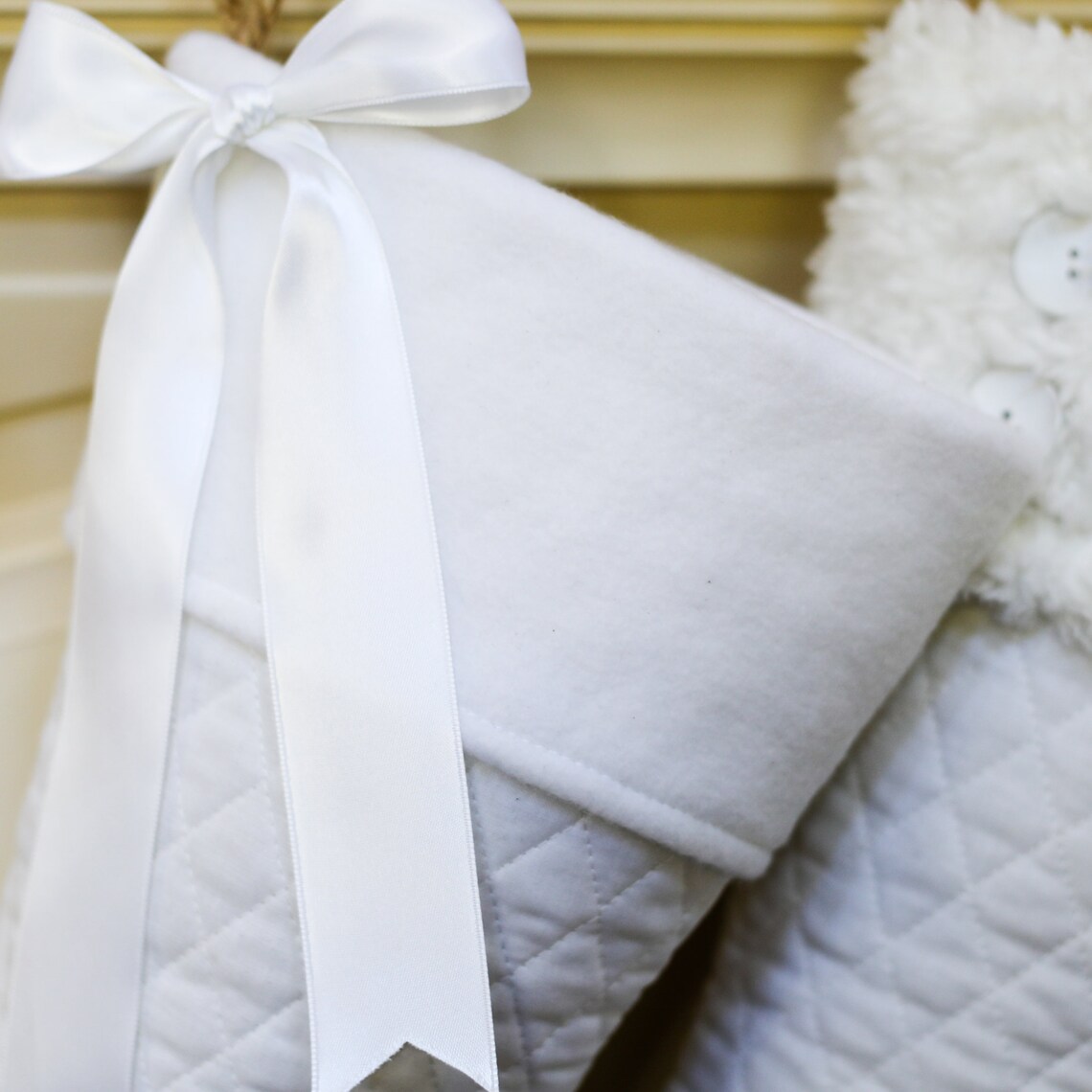 White Christmas Stocking White Quilted Stocking Style B - Etsy