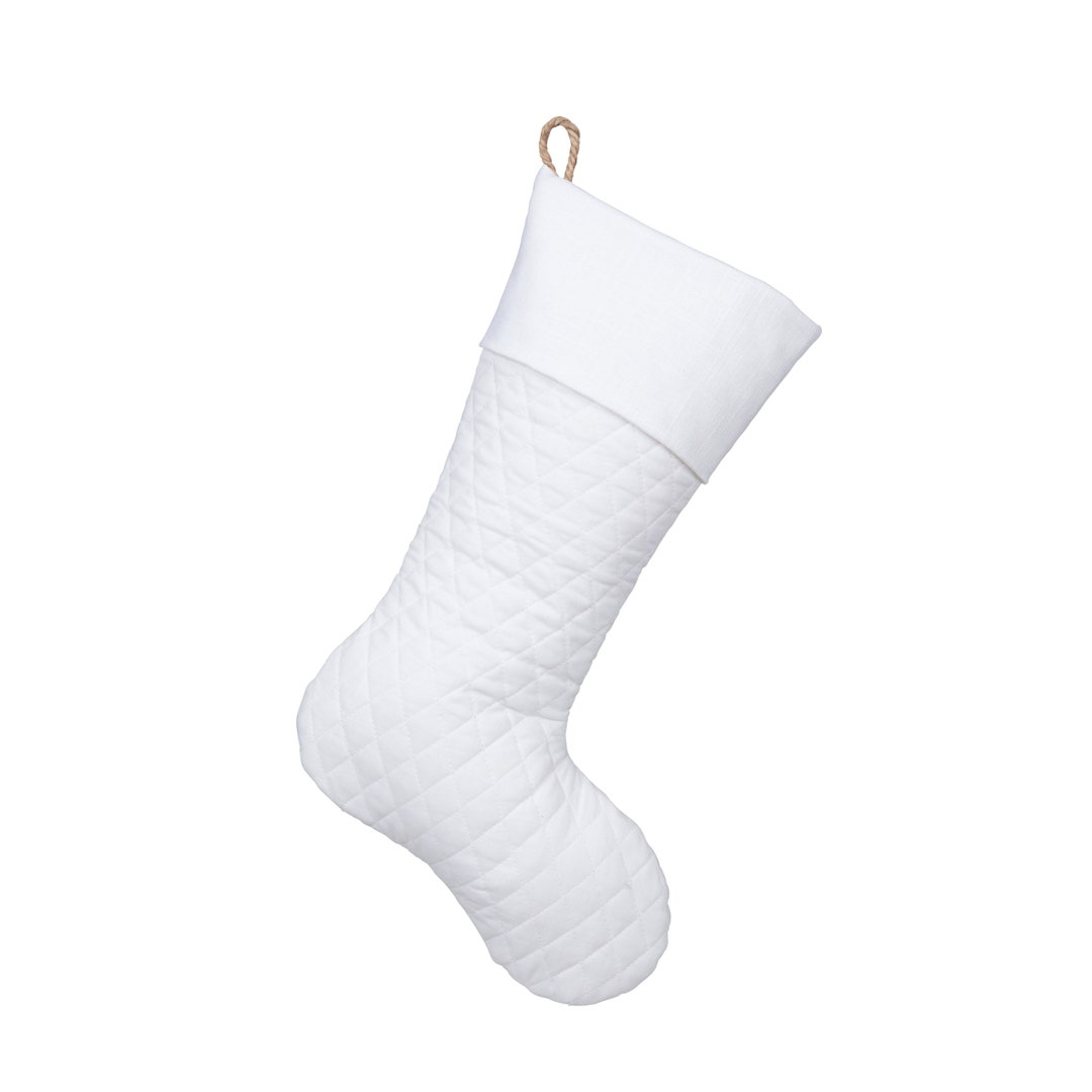 White Christmas Stocking - White Quilted Stocking - Style J - Etsy