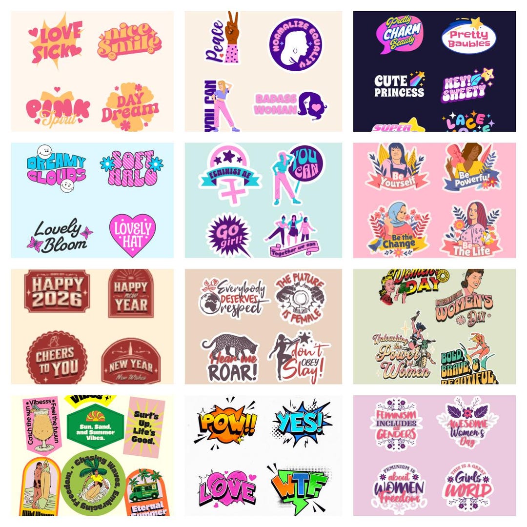 320 Aesthetic Digital Stickers Bundle, Goodnotes Stickers, Cute ...