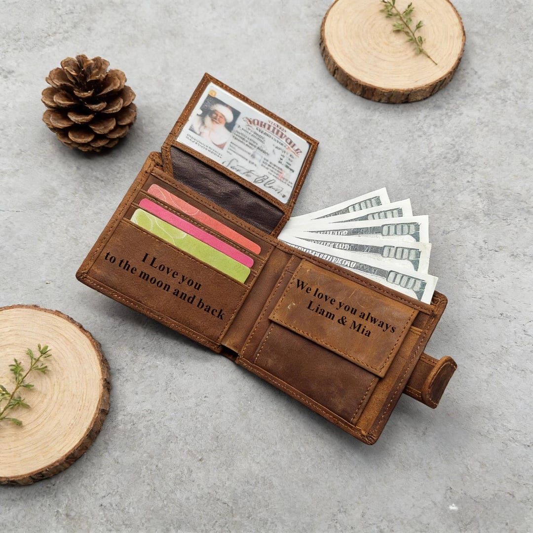 Personalized Leather RFID Wallet, Coin Compartment,custom Wallet ...