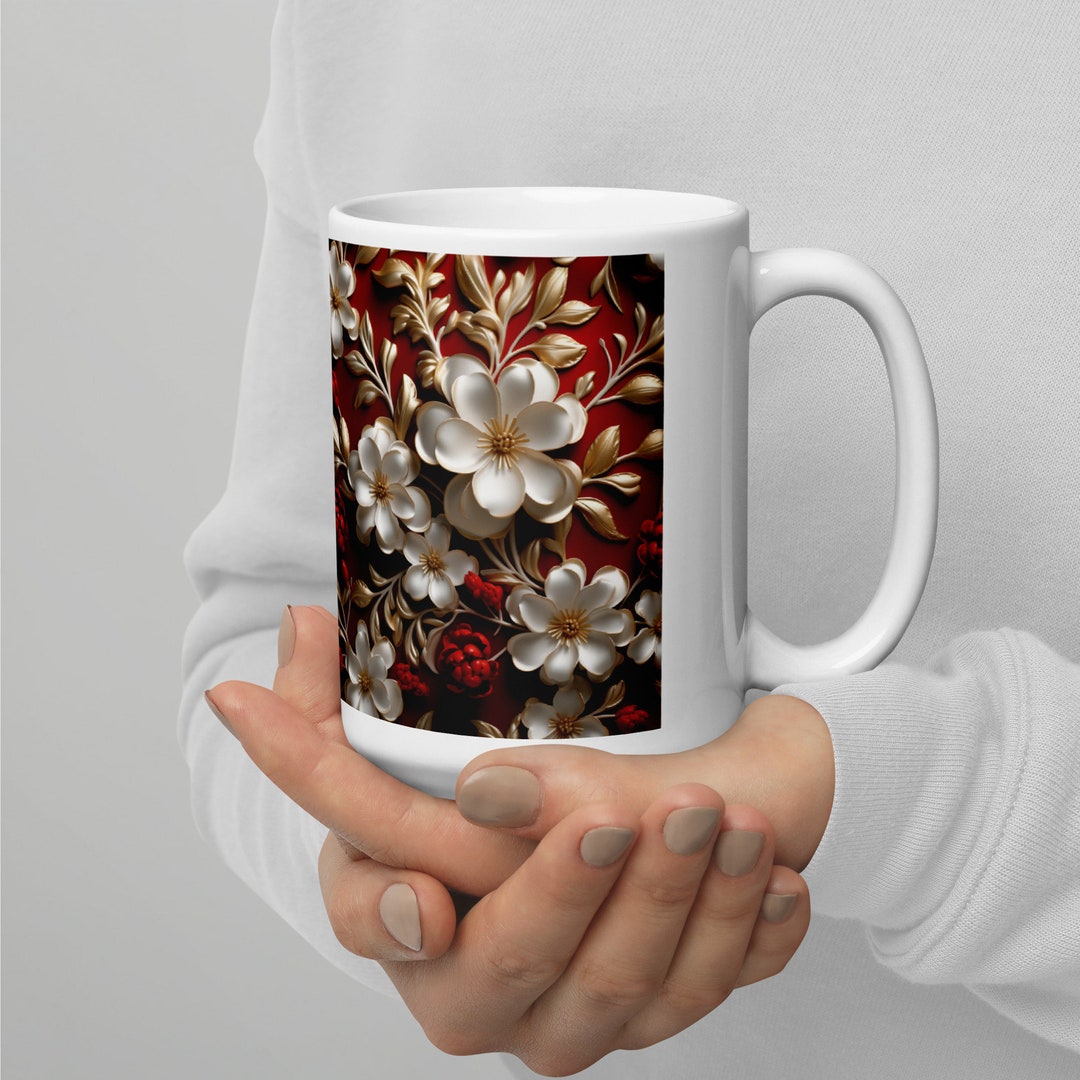 Flower Custom Mug, Gardner Gift, Garden Art 15oz. FREE SHIPPING - Etsy