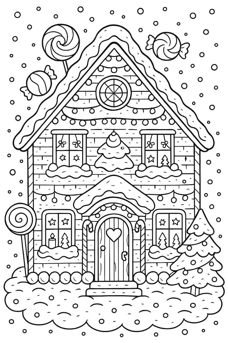 Christmas Village Coloring Pages | 15 Winter Houses (printable PDF) - Etsy