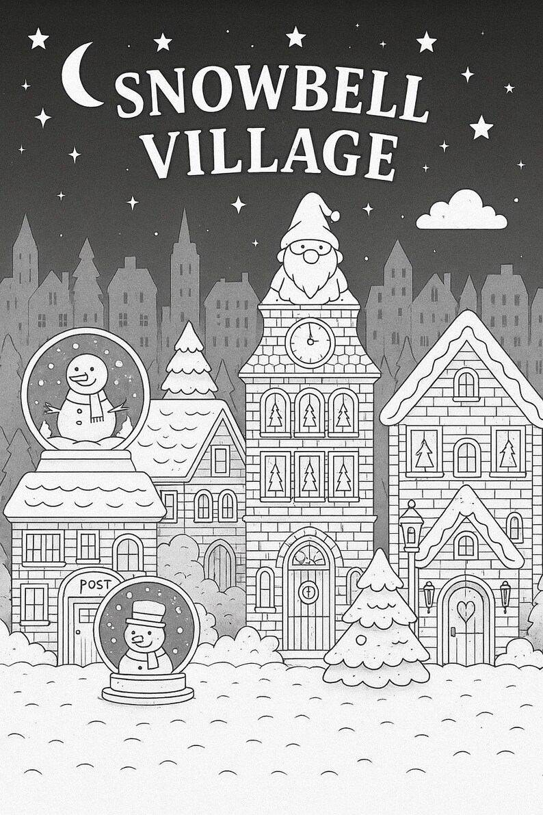 Christmas Village Coloring Pages | 15 Winter Houses (printable PDF) - Etsy