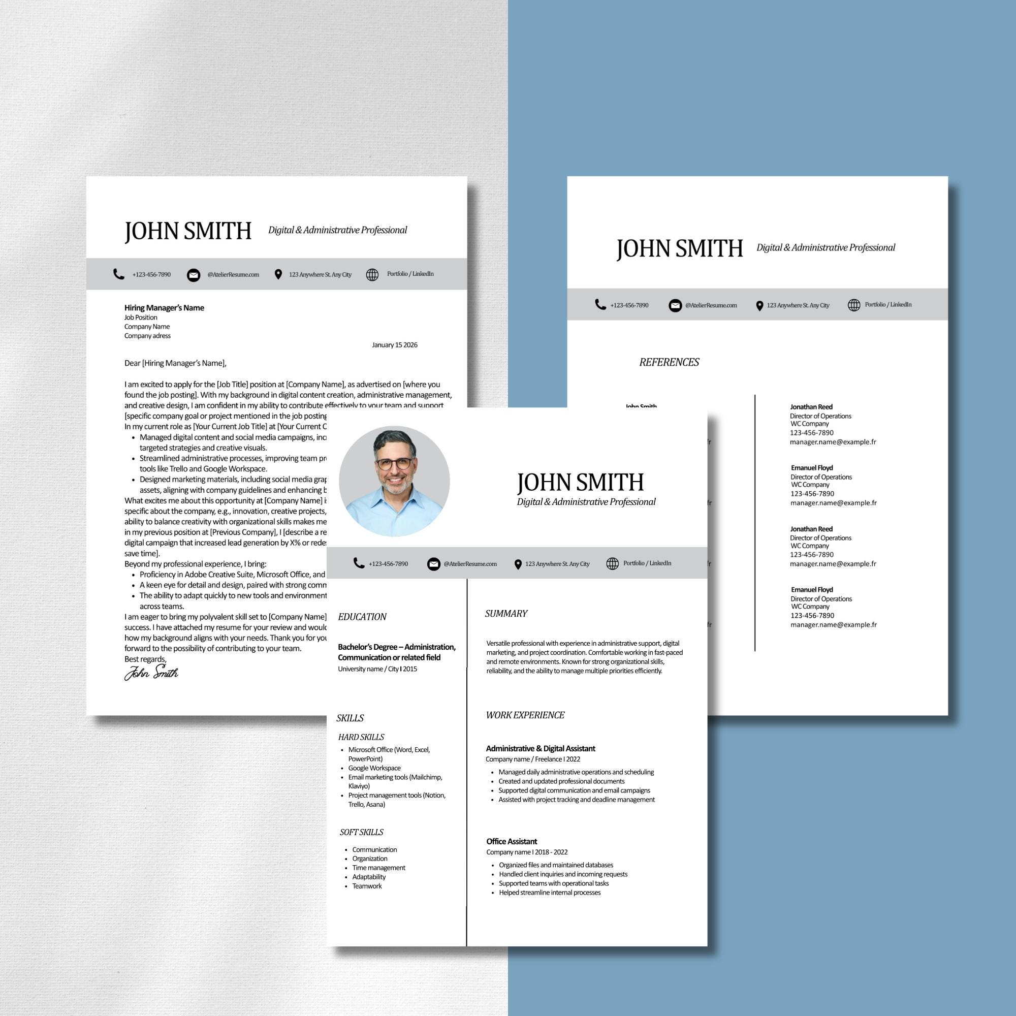 Modern Professional Resume Template | 1 & 2 Page CV | Editable in Canva ...