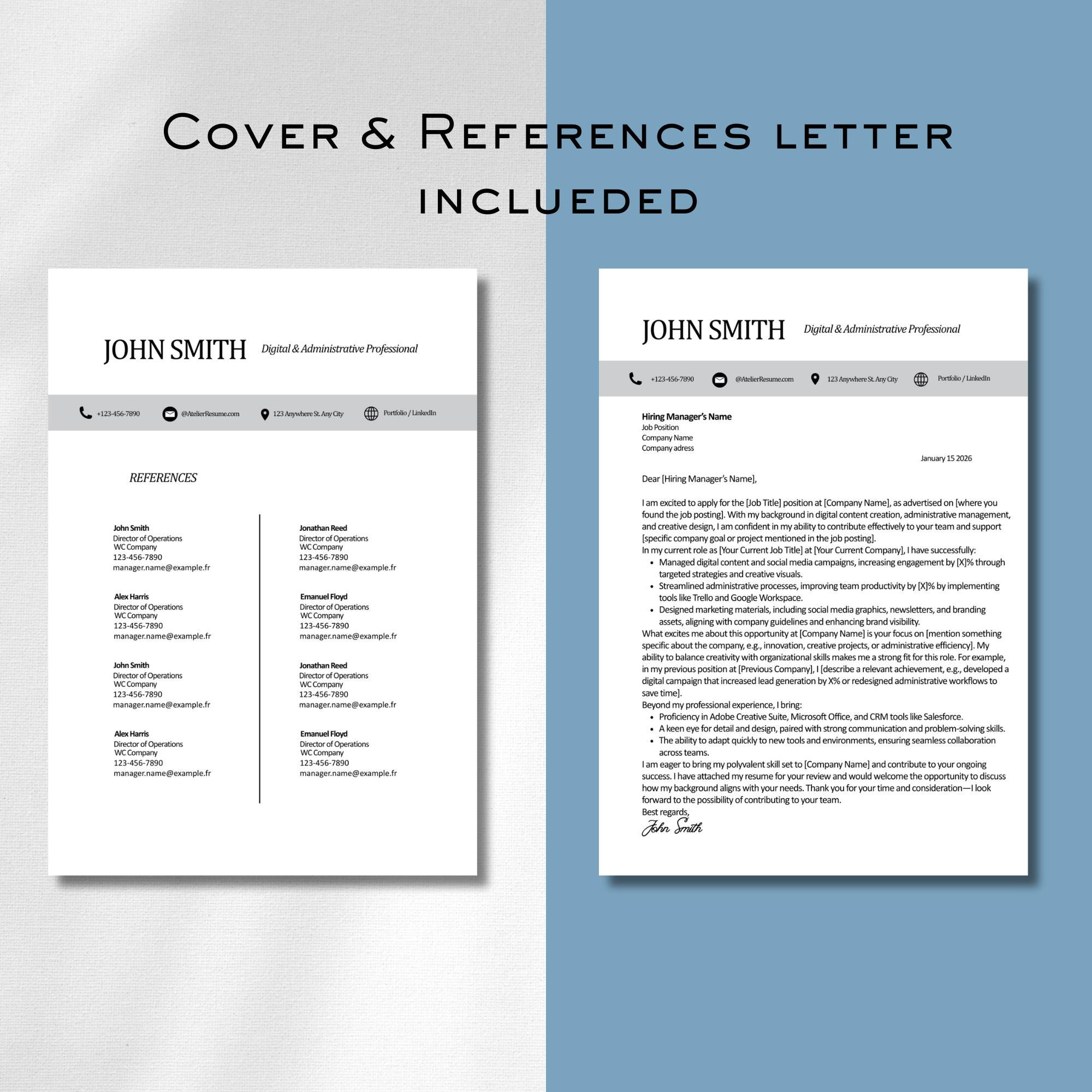 Modern Professional Resume Template | 1 & 2 Page CV | Editable in Canva ...