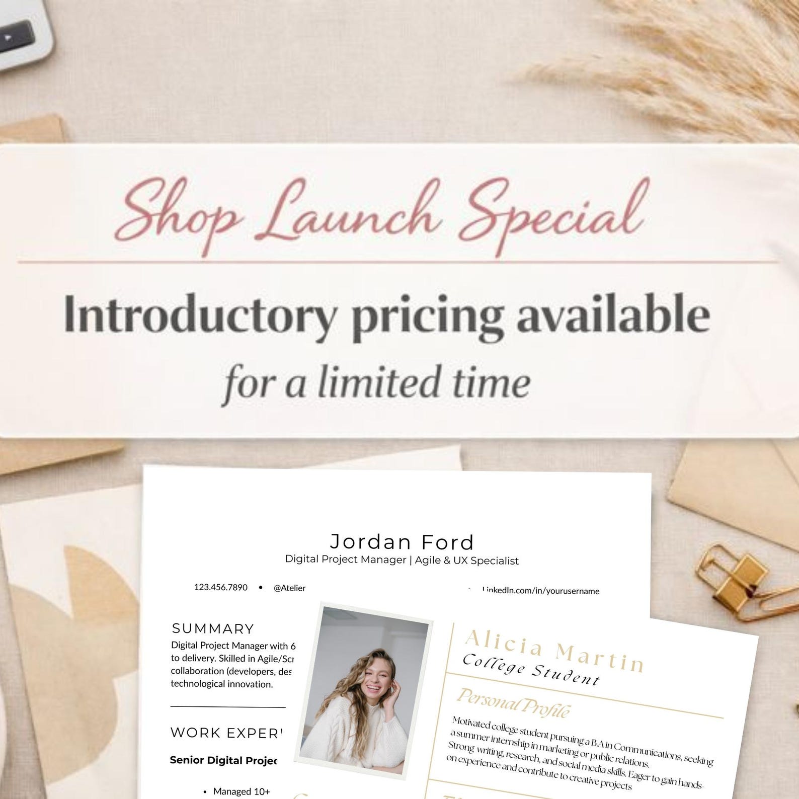 Modern Professional Resume Template | 1 & 2 Page CV | Editable in Canva ...
