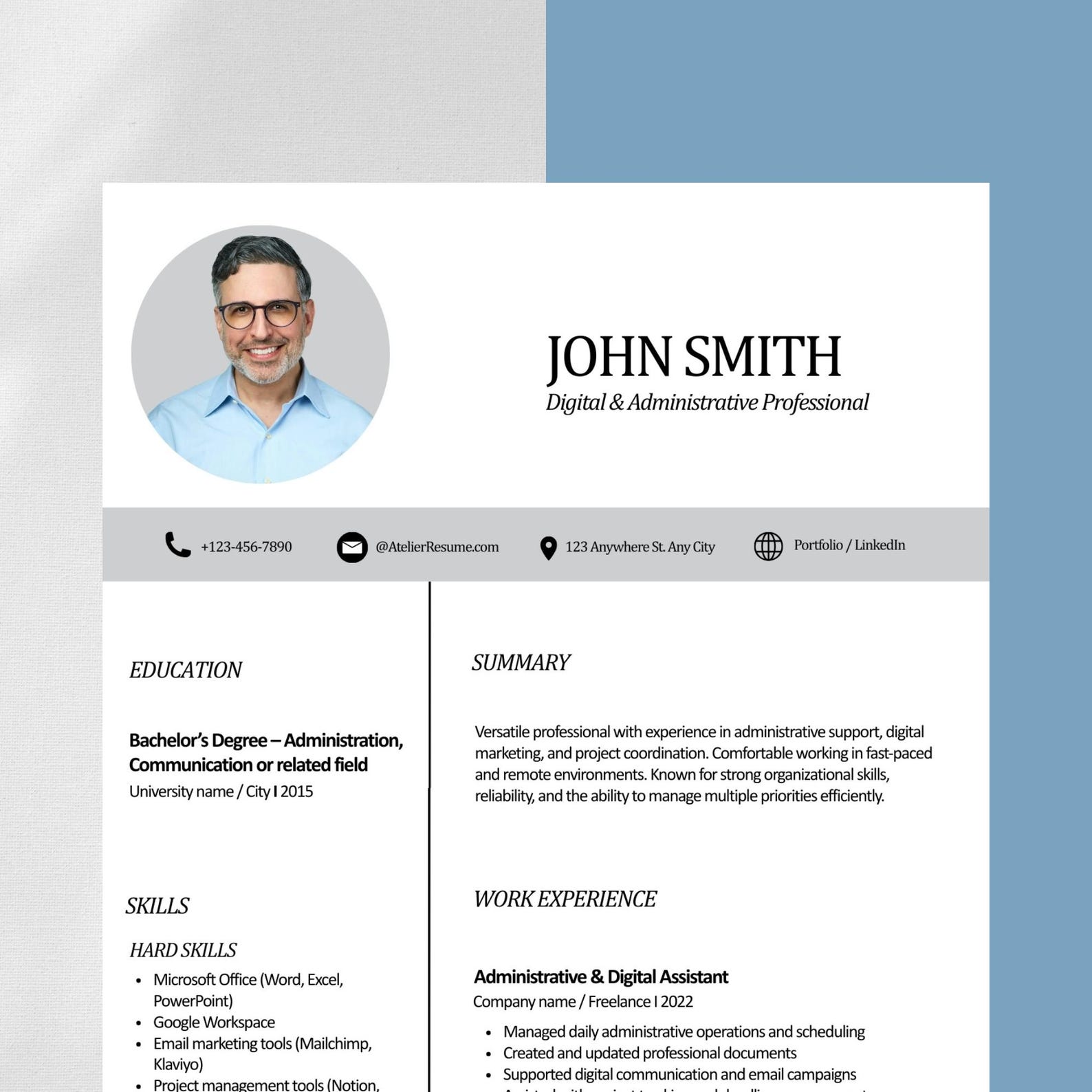 Modern Professional Resume Template | 1 & 2 Page CV | Editable in Canva ...