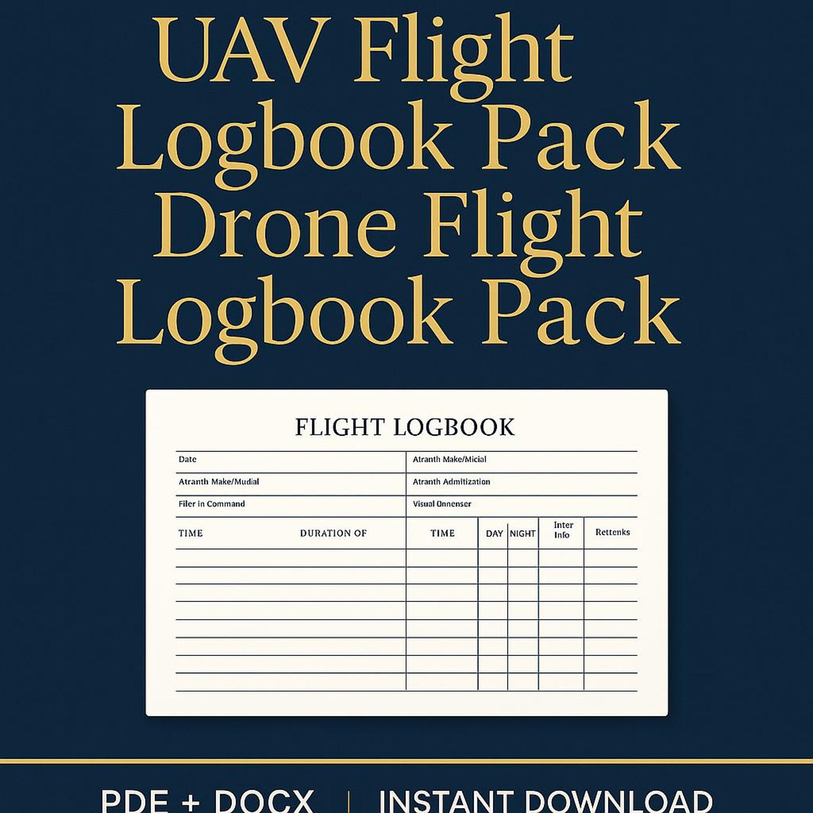 UAV Drone Flight Logbook Templates Printable Logbook PDF Editable DOCX ...