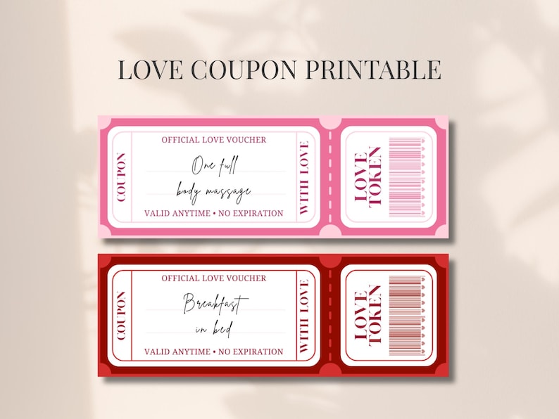 Printable Love Coupons – Romantic DIY Gift, Valentine's Day (PDF ...